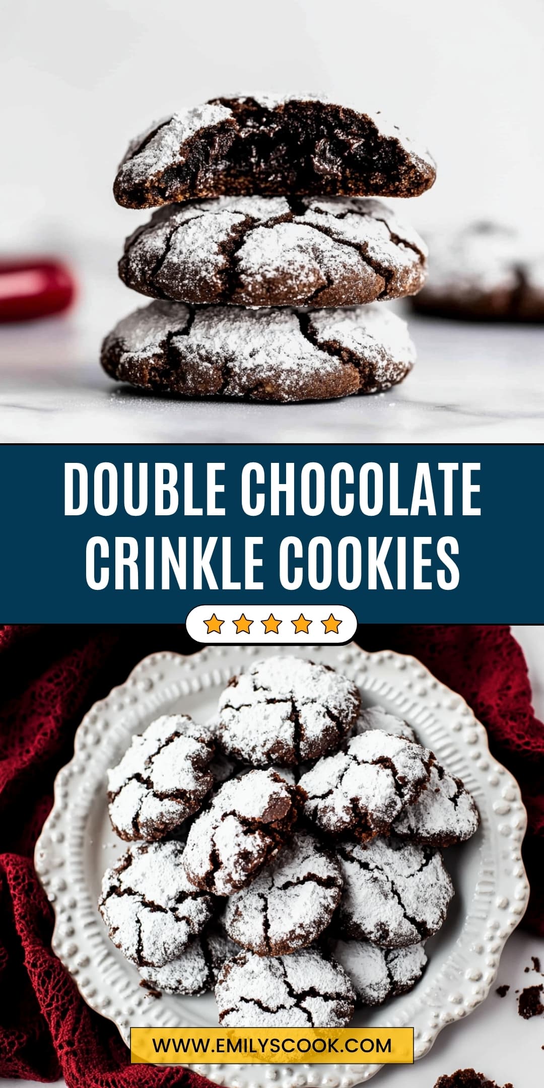 Double Chocolate Crinkle Cookies Recipe - Decadent Chocoholic's Dream