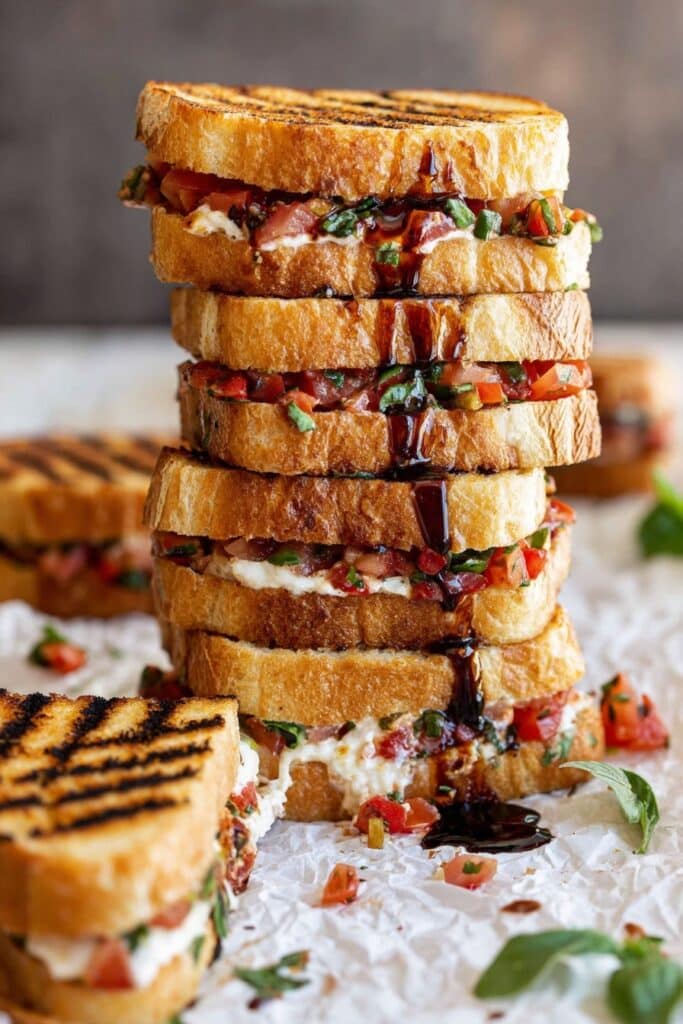 Bruschetta Grilled Cheese Sandwiches: Easy, Crispy & Flavorful
