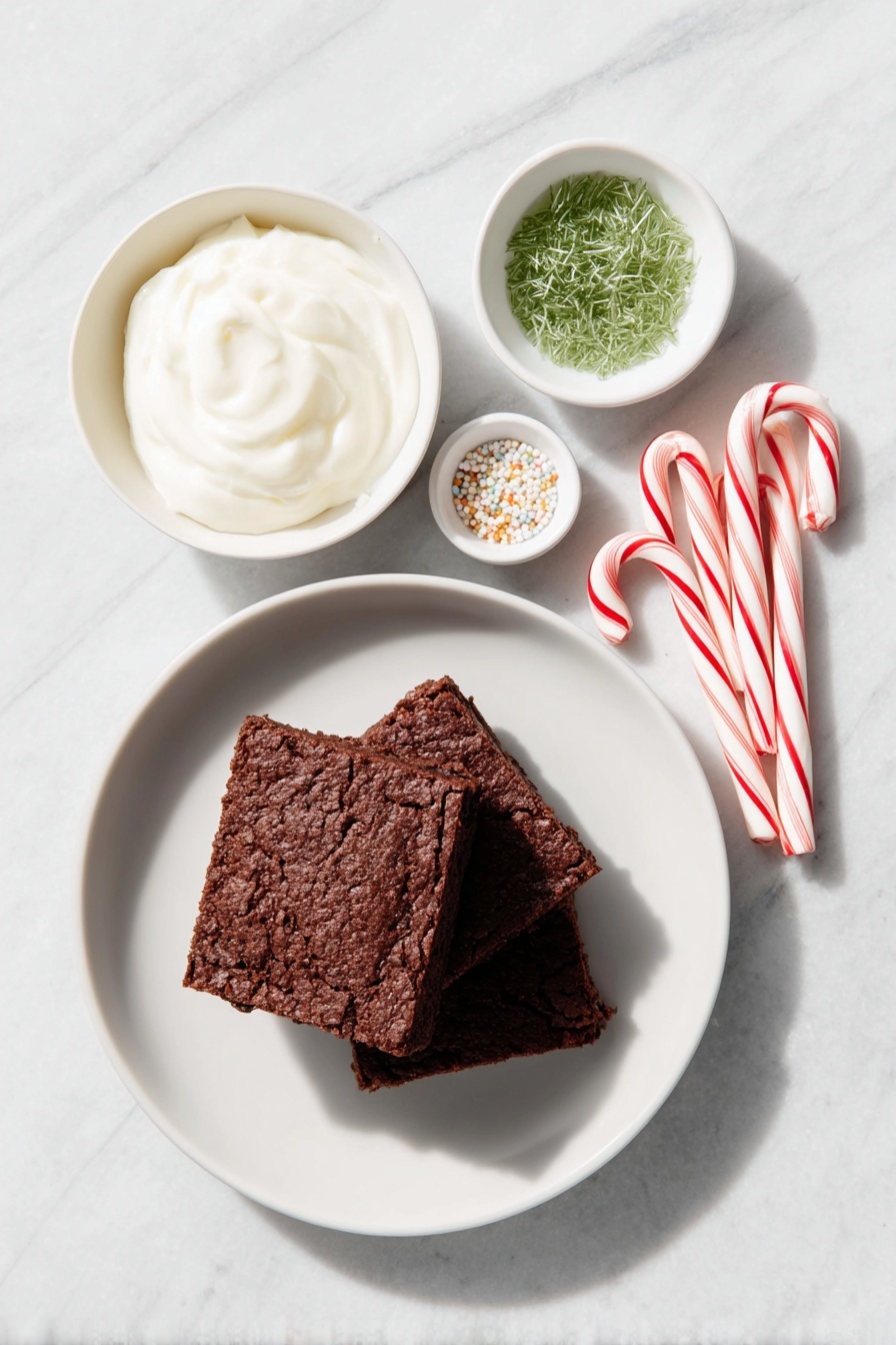 Christmas Tree Brownies with Candy Cane Trunks – Festive Holiday Treats