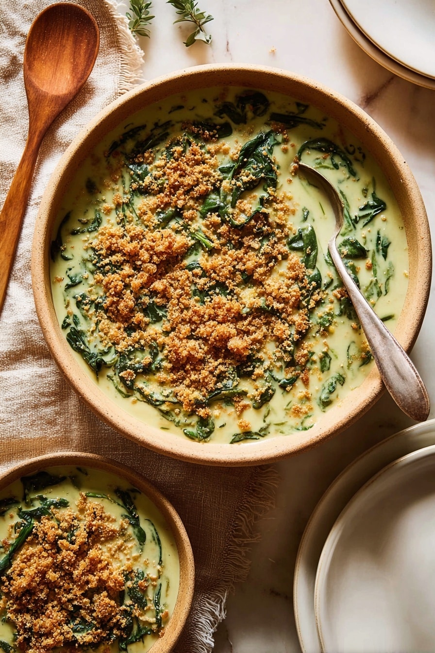 Creamed Spinach with Lemon and Panko – Flavorful & Crispy