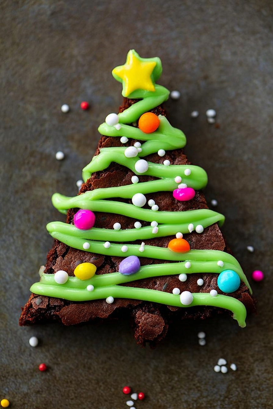 Christmas Tree Brownies with Candy Cane Trunks – Festive Holiday Treats