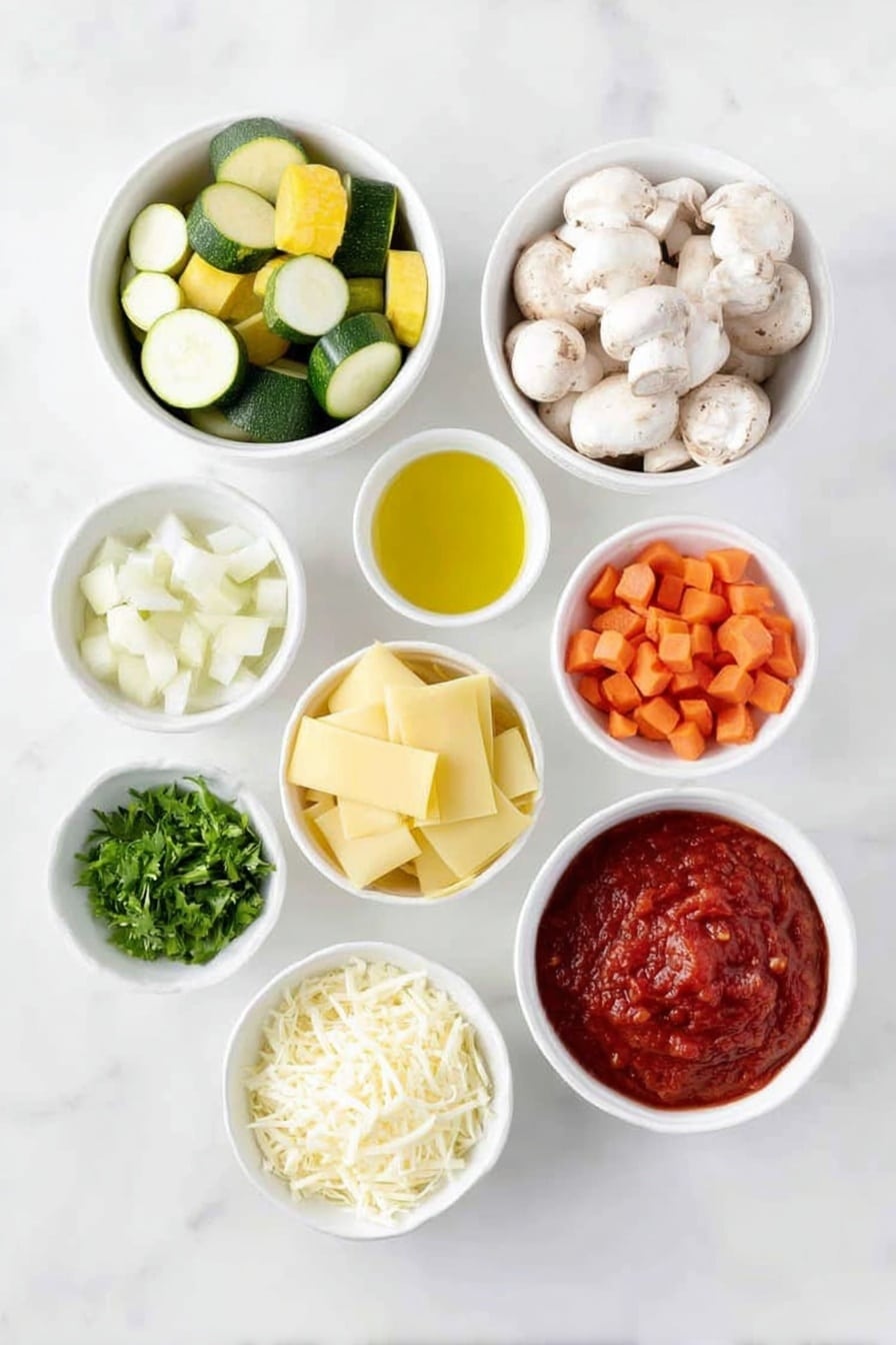 Vegetable Lasagna Soup with Cheesy Topping - Cozy Comfort in a Bowl