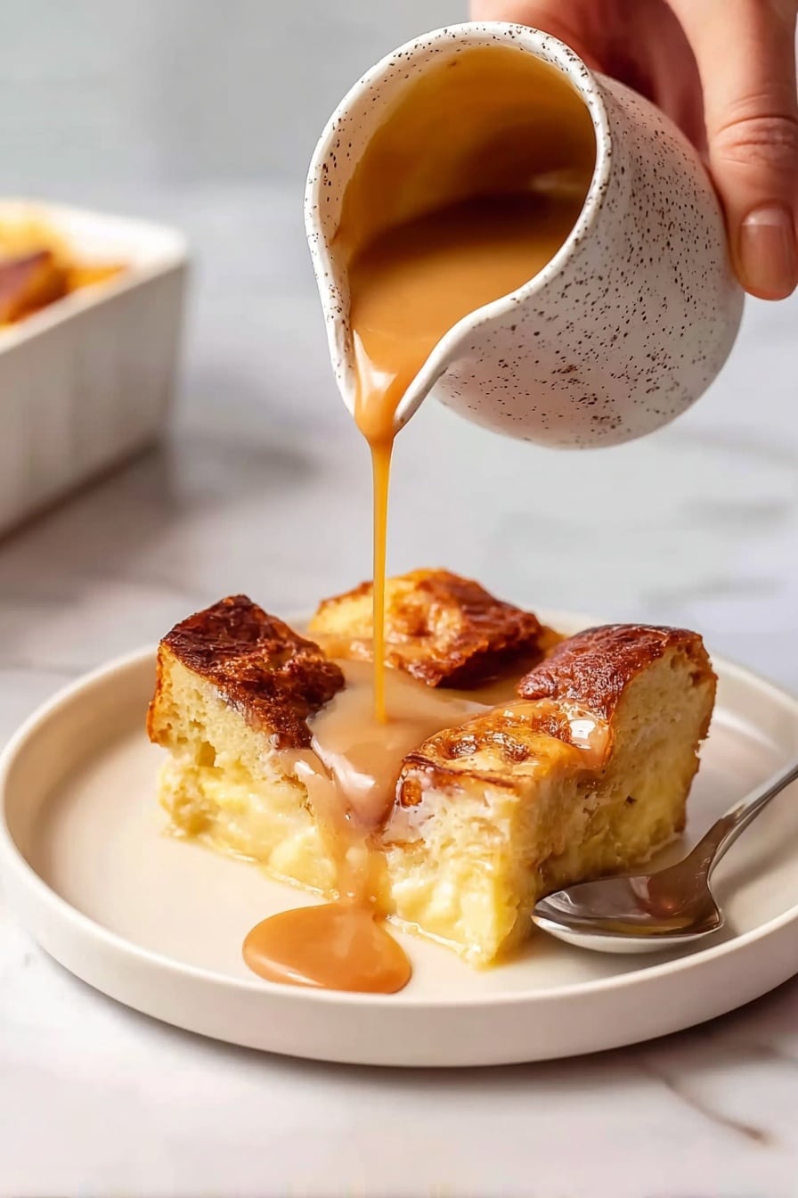 Caramel Bread Pudding with Homemade Sauce – Delicious Comfort Dessert